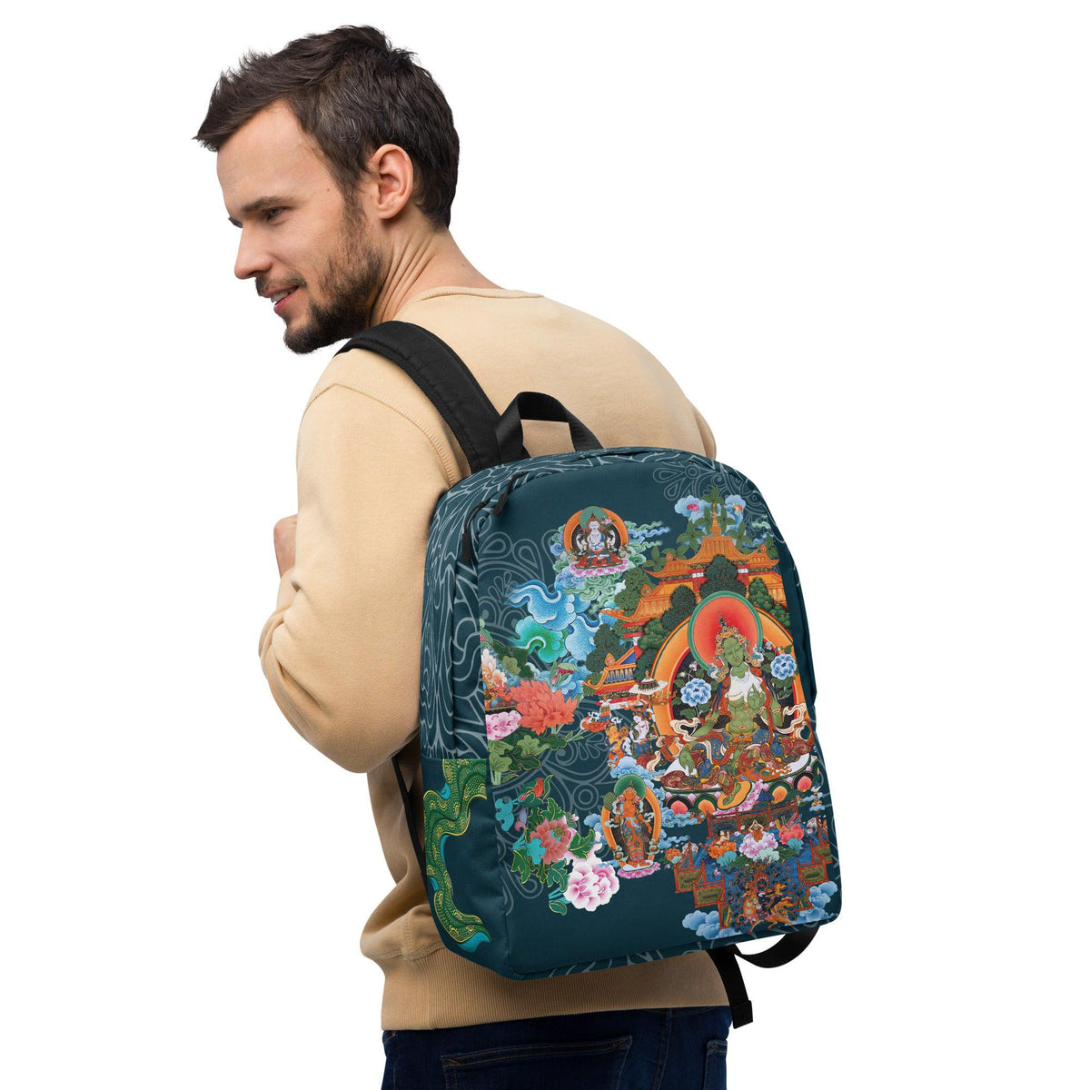 Design Backpack - Green Tara Thangka Backpack | Cosmovisions – Cosmovisions