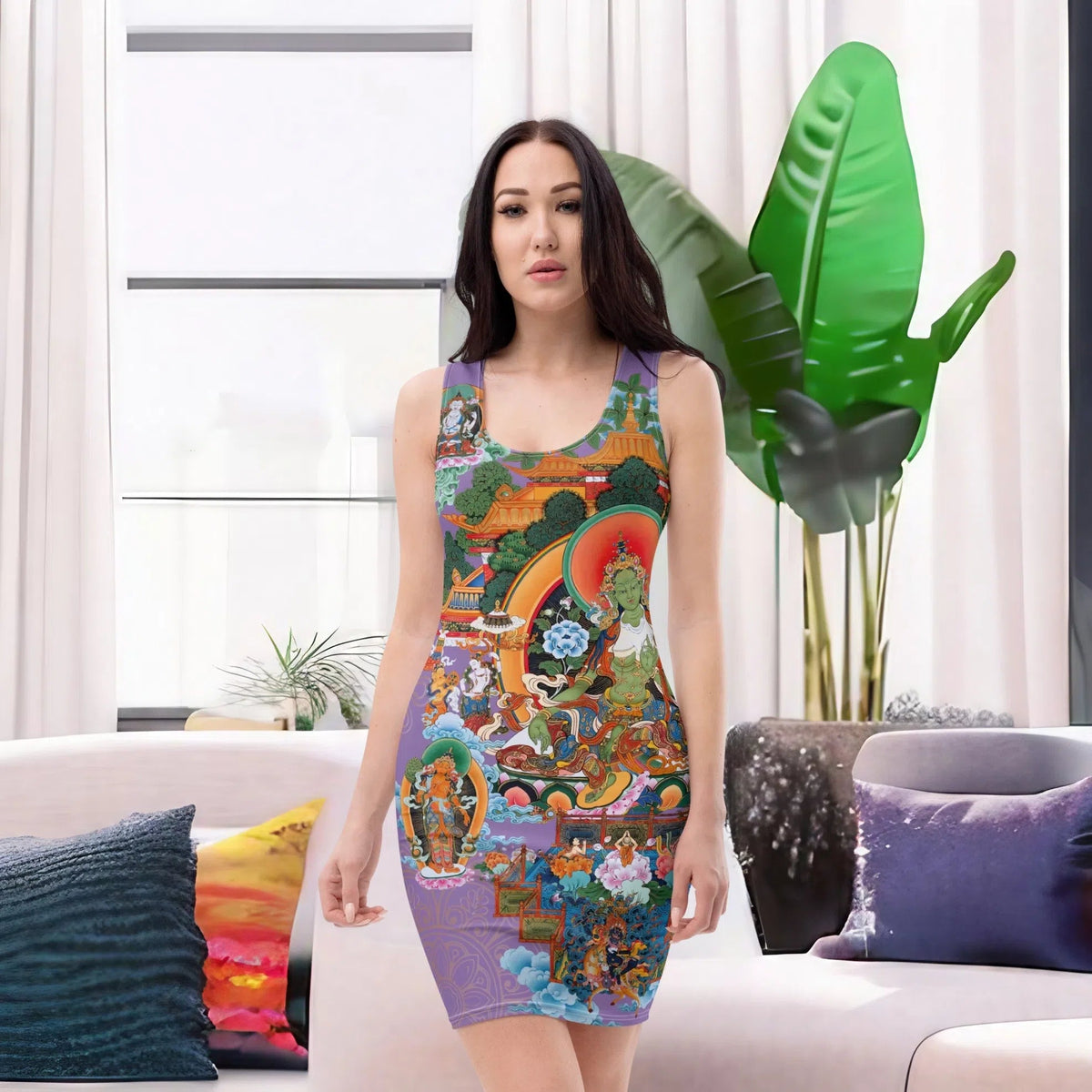 Design Women's Dress - Green Tara Thangka Dress | Cosmovisions ...