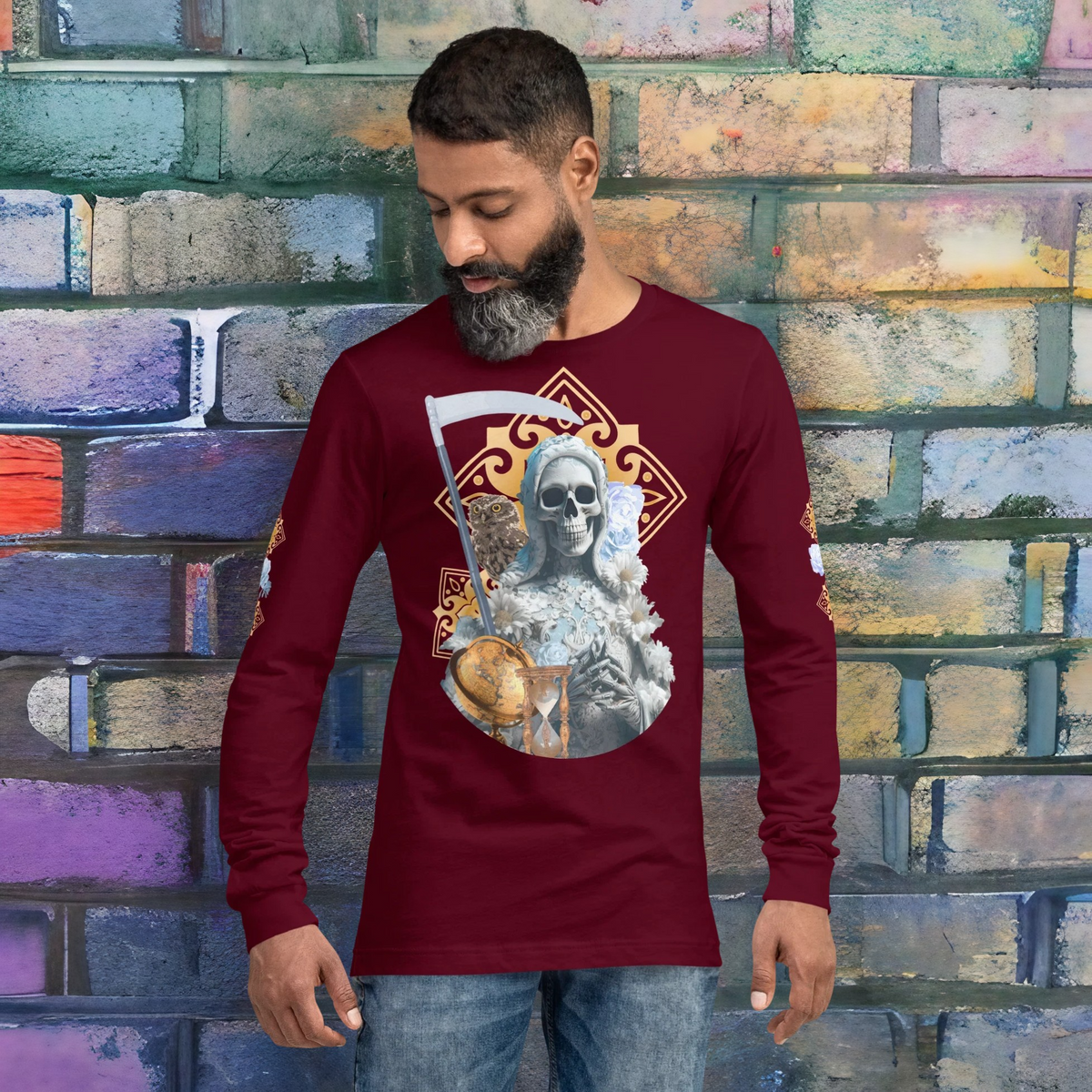 Design Long Sleeve Shirt - Blanca Santa Muerte Long Sleeve Shirt ...