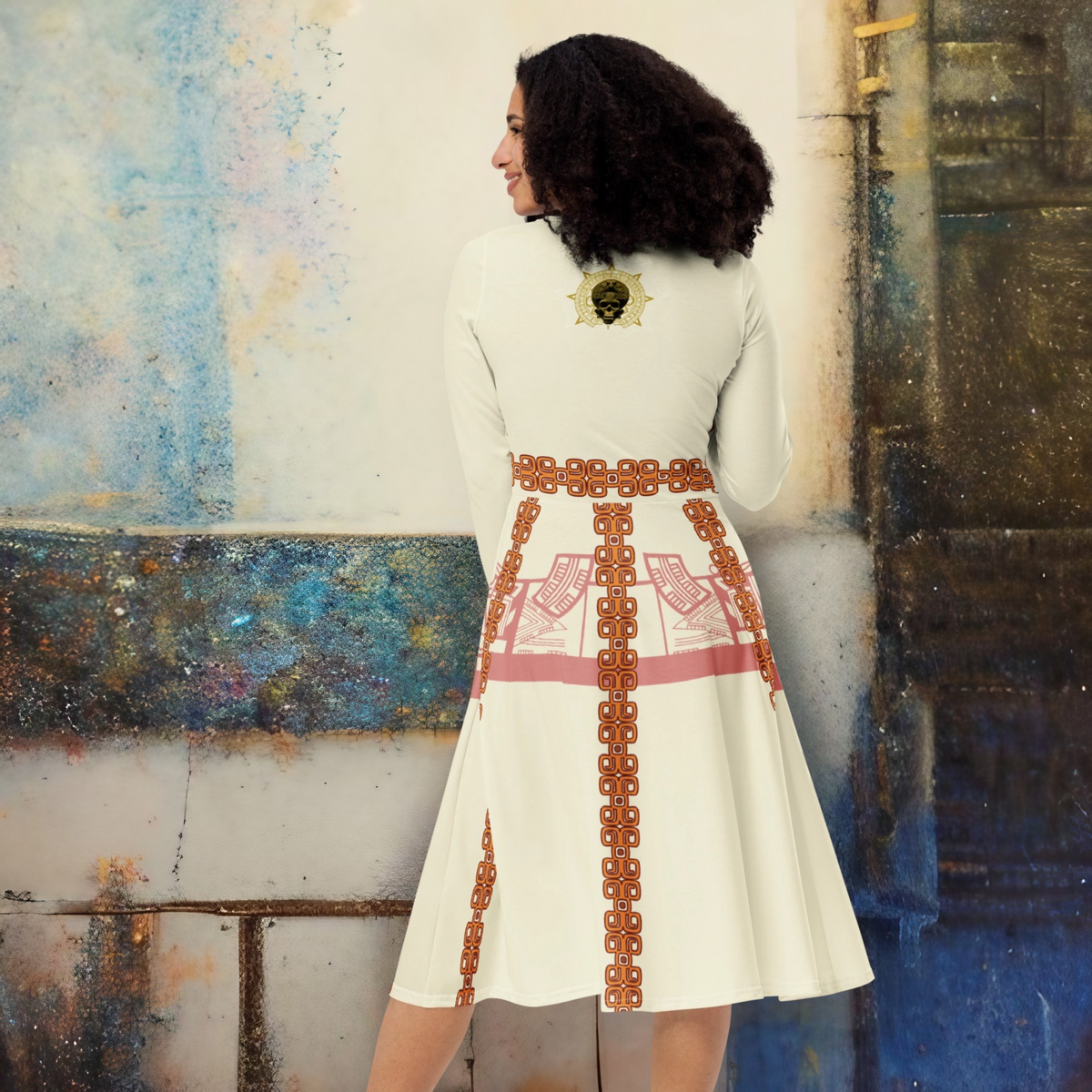 Design Midi Dress - Mictlantecuhtli Aztec Midi Dress | Cosmovisions ...
