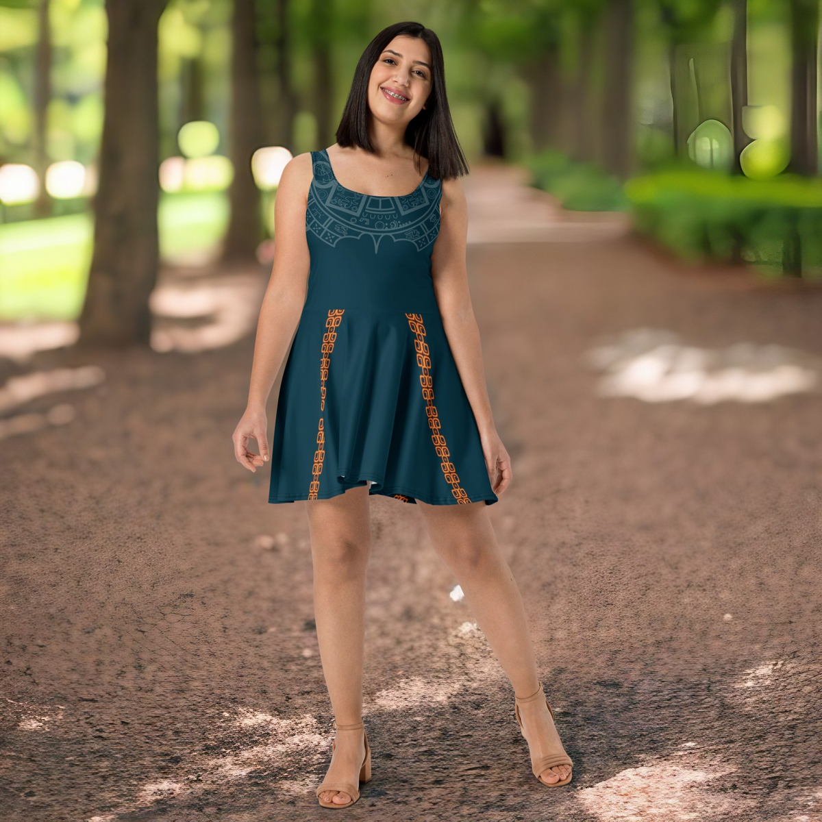 Design Skater Dress - Mictlantecuhtli Aztec Skater Dress | Cosmovisions ...